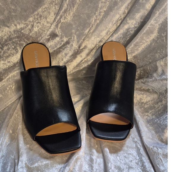 Lisa Vicky | Shoes | Lisa Vicky Black Leather Square Toe Block Heel ...